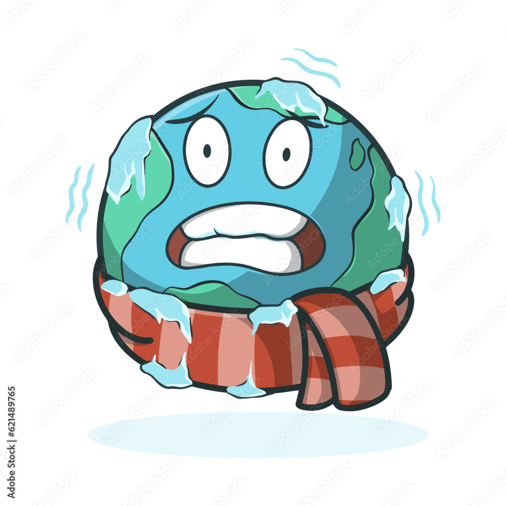cartoon illustration of aphelion, cold shivering earth because too far ...