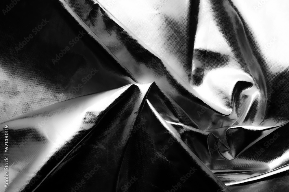 crumpled metallic reflector black and white background texture Stock ...