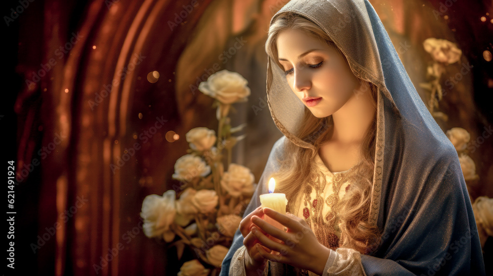 Modern Portrait Illustration of the Adoration of the Holy Mary ...