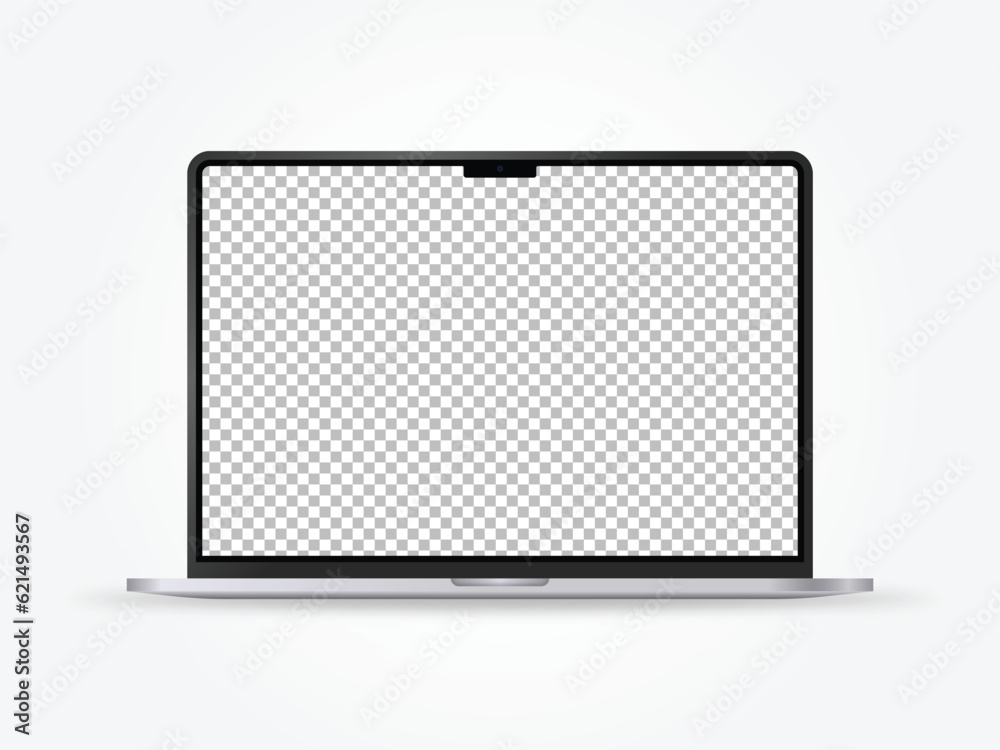 Realistic laptop mockup with transparent screen background. Laptop ...