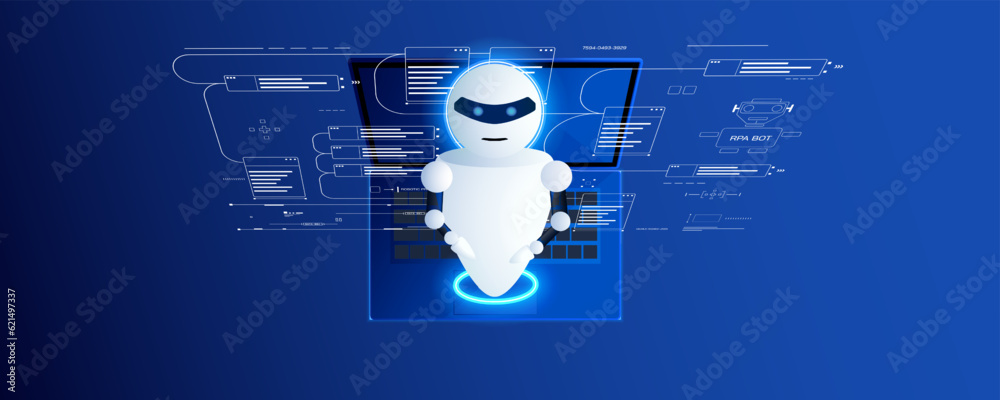 RPA digital technology service business industry, ai, chat bot concept ...