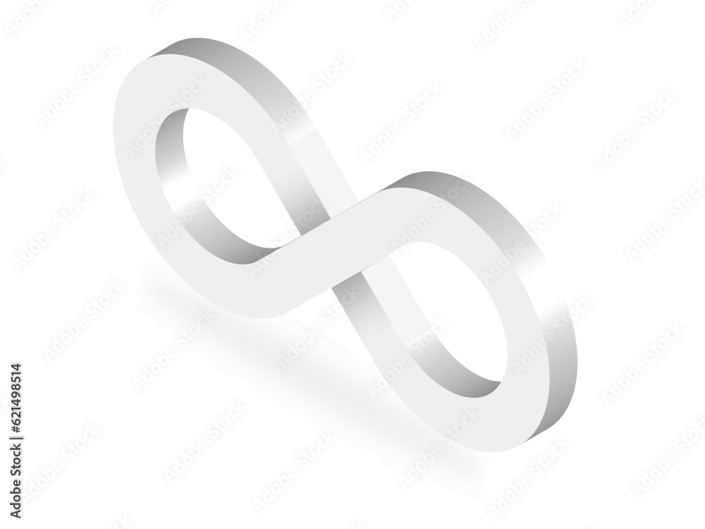 White 3D Infinity Symbol on white Background. Endless Vector Logo ...