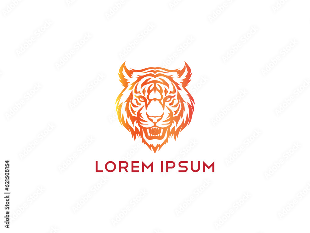 Tiger logo, simple and colorful illustration, transparent background ...