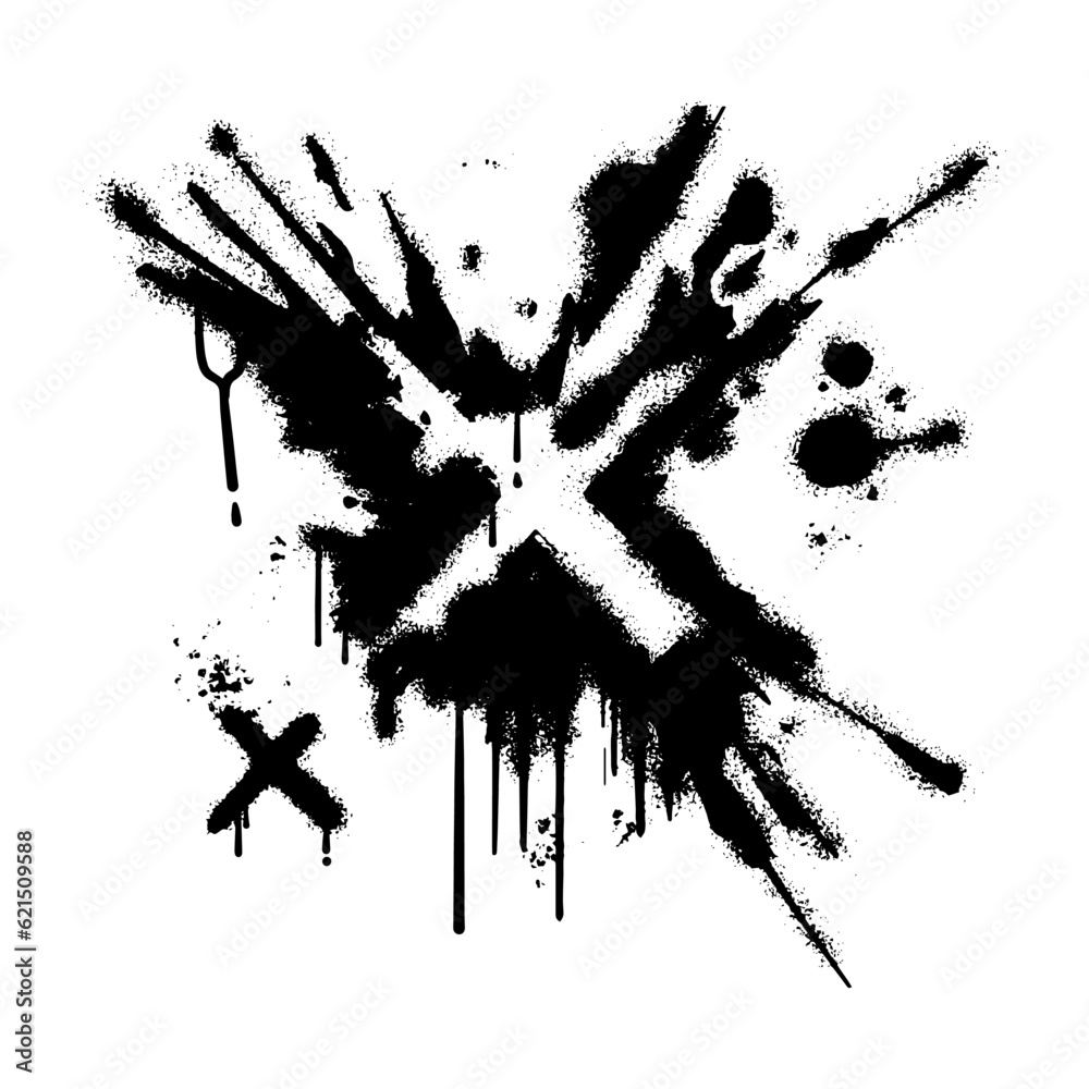 Spray Painted Graffiti spray cross sign isolated on white background ...