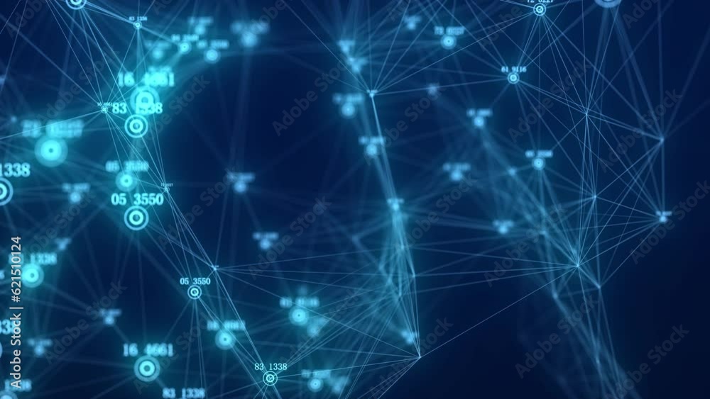 Cyber network connection structure with digital indicators. Technology ...