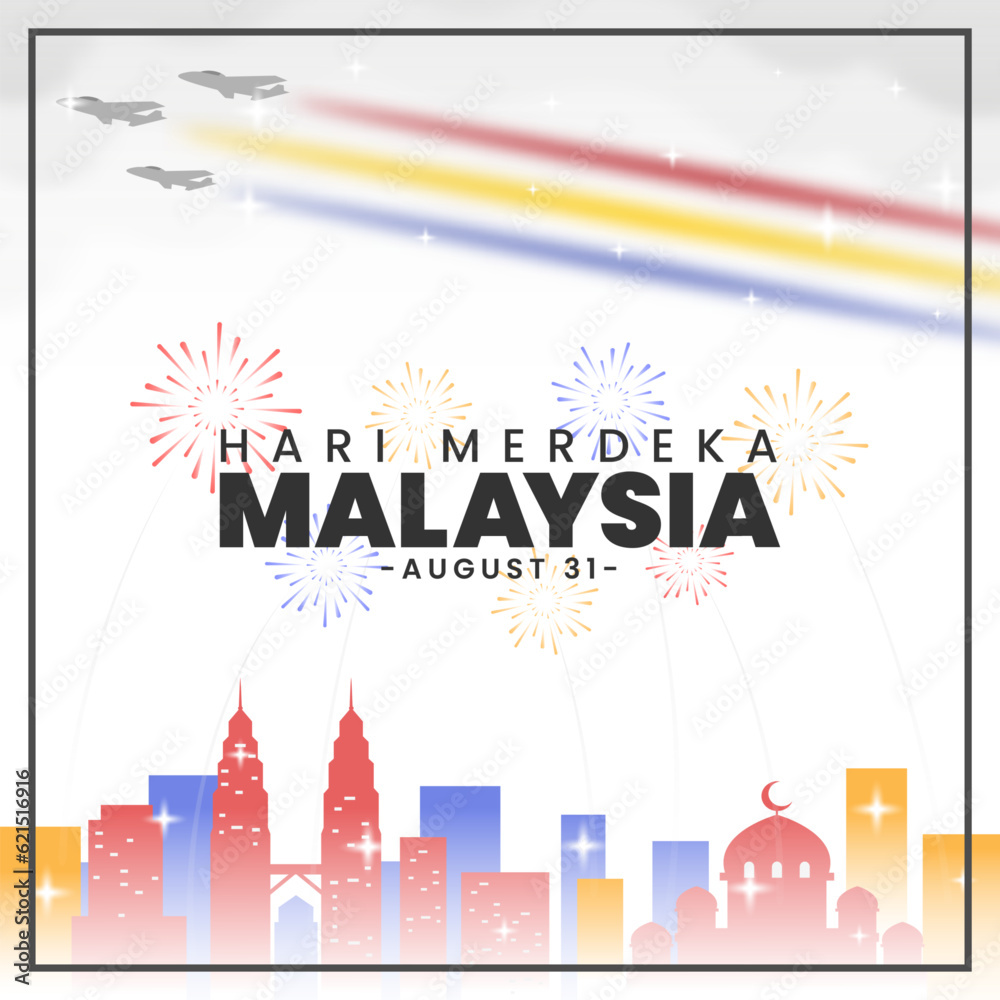 Square Hari Merdeka Malaysia or Independence Day of Malaysia background ...