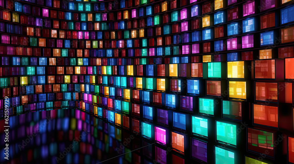 Big multimedia video and image wall of the TV screen Stock Illustration ...