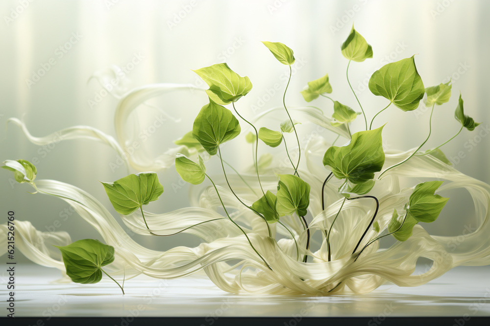 Ecological ballet Green leaves gracefully dance against a transparent canvas Generative AI Stock ...