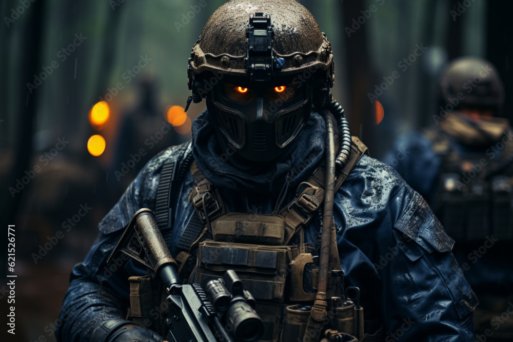 Combat Ready Soldiers With Masks