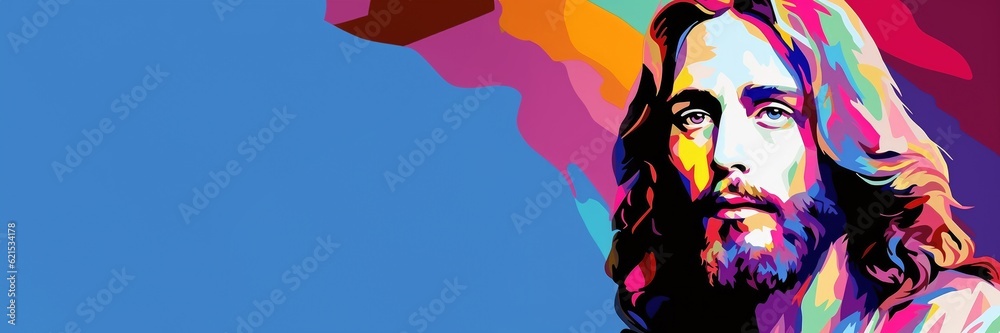 Portrait of Jesus Christ. Abstract colorful background. Vector ...