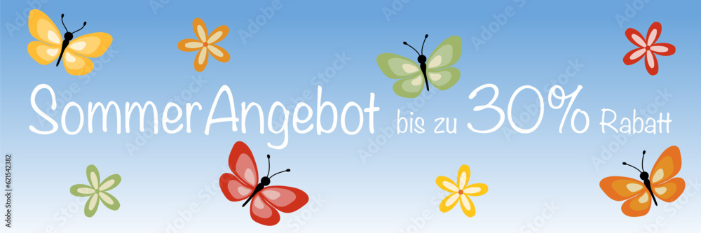 Sommerangebot bis zu 30% Rabatt - Schriftzug in deutscher Sprache ...