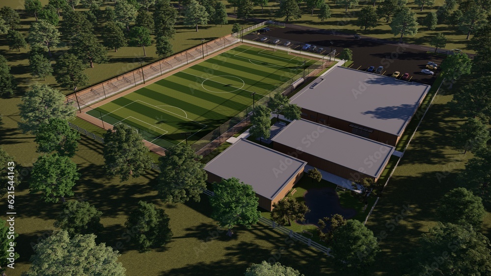 Illustration Aerial masterplan Soccer - football field training complex ...