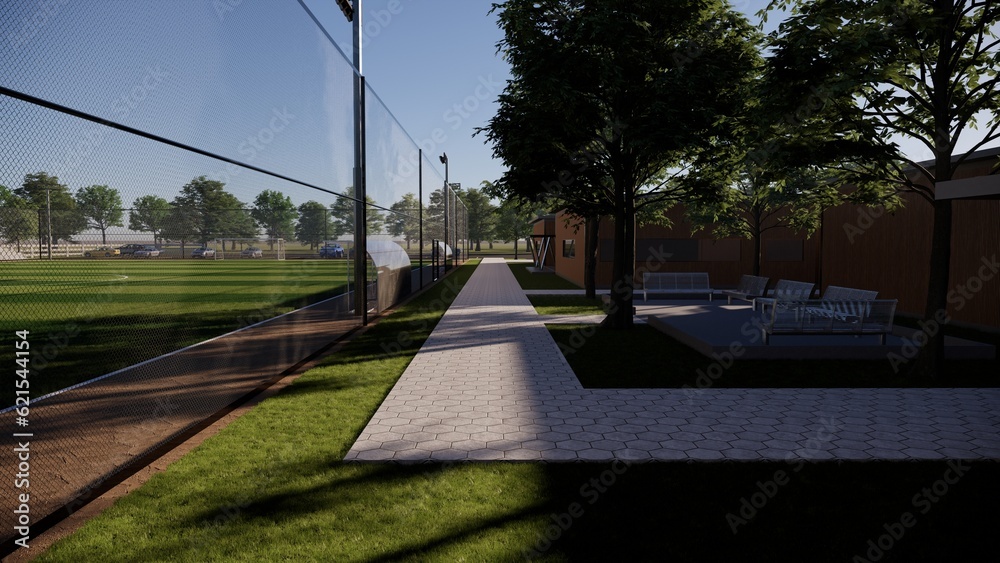 Illustration Aerial masterplan Soccer - football field training complex ...