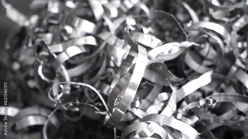 Steel scrap materials recycling. Aluminum chip waste after machining ...