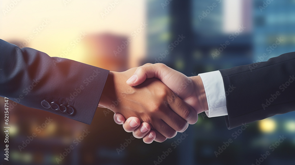 Businessmen making handshake with partner, greeting, dealing,business ...