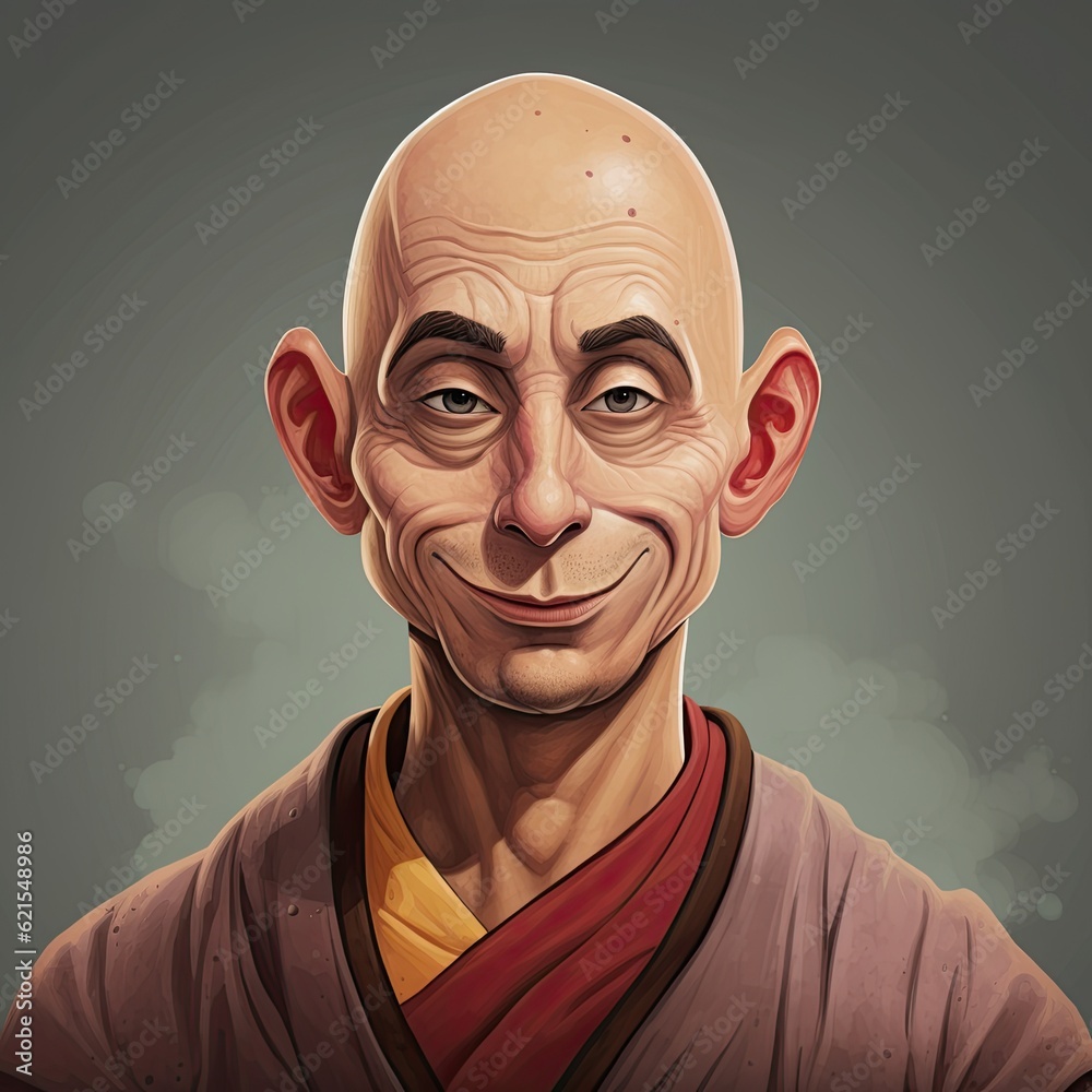 A man with a bald head wearing a robe. Generative AI. Chinese monk ...