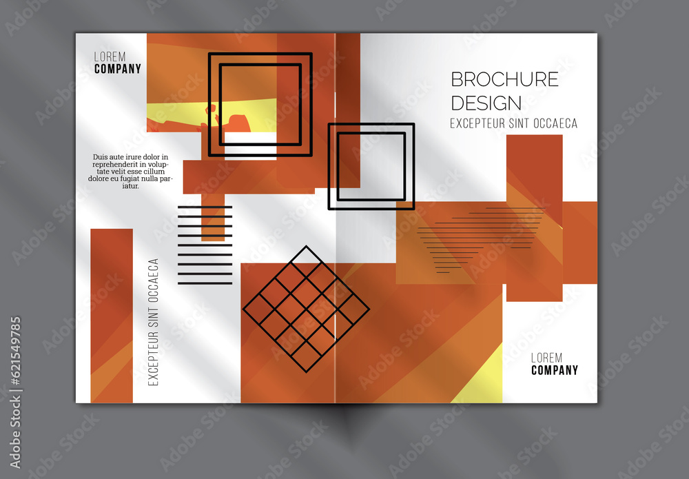 Brochure Cover Layout Geometric Shapes and Abstract Bright Rectangles ...