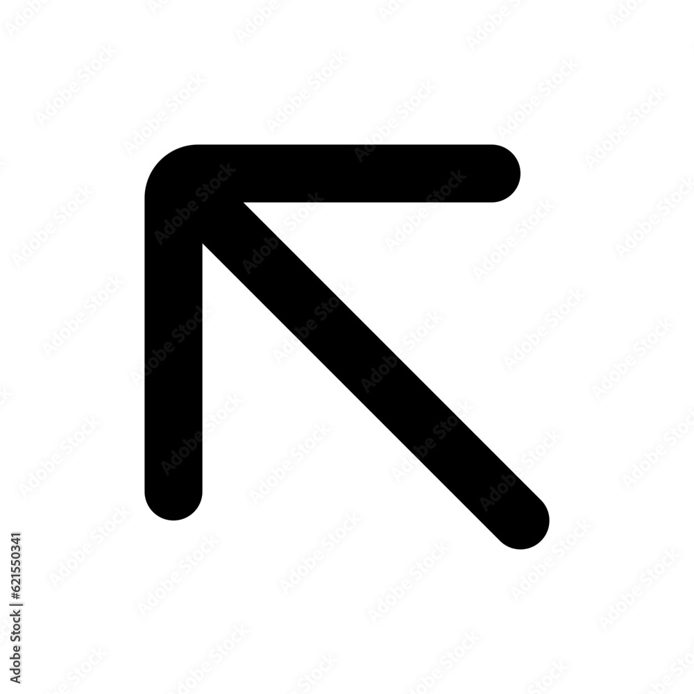 Vector left diagonal arrow chevron icon. Black, white background ...