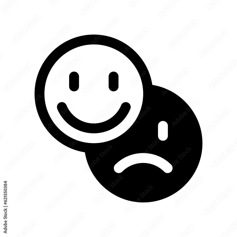Vector emoticon reaction icon. Black, white background. Perfect for app ...