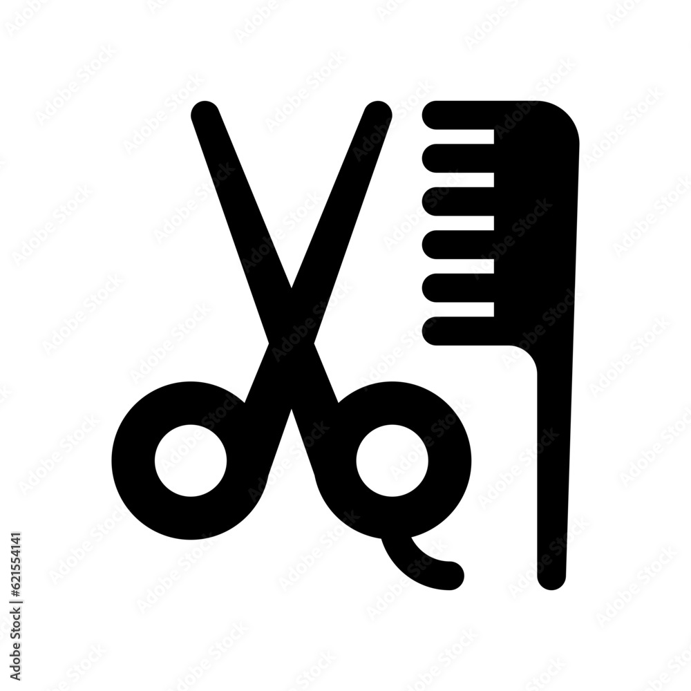 Editable scissors and comb vector icon. Barbershop, lifestyle, grooming ...