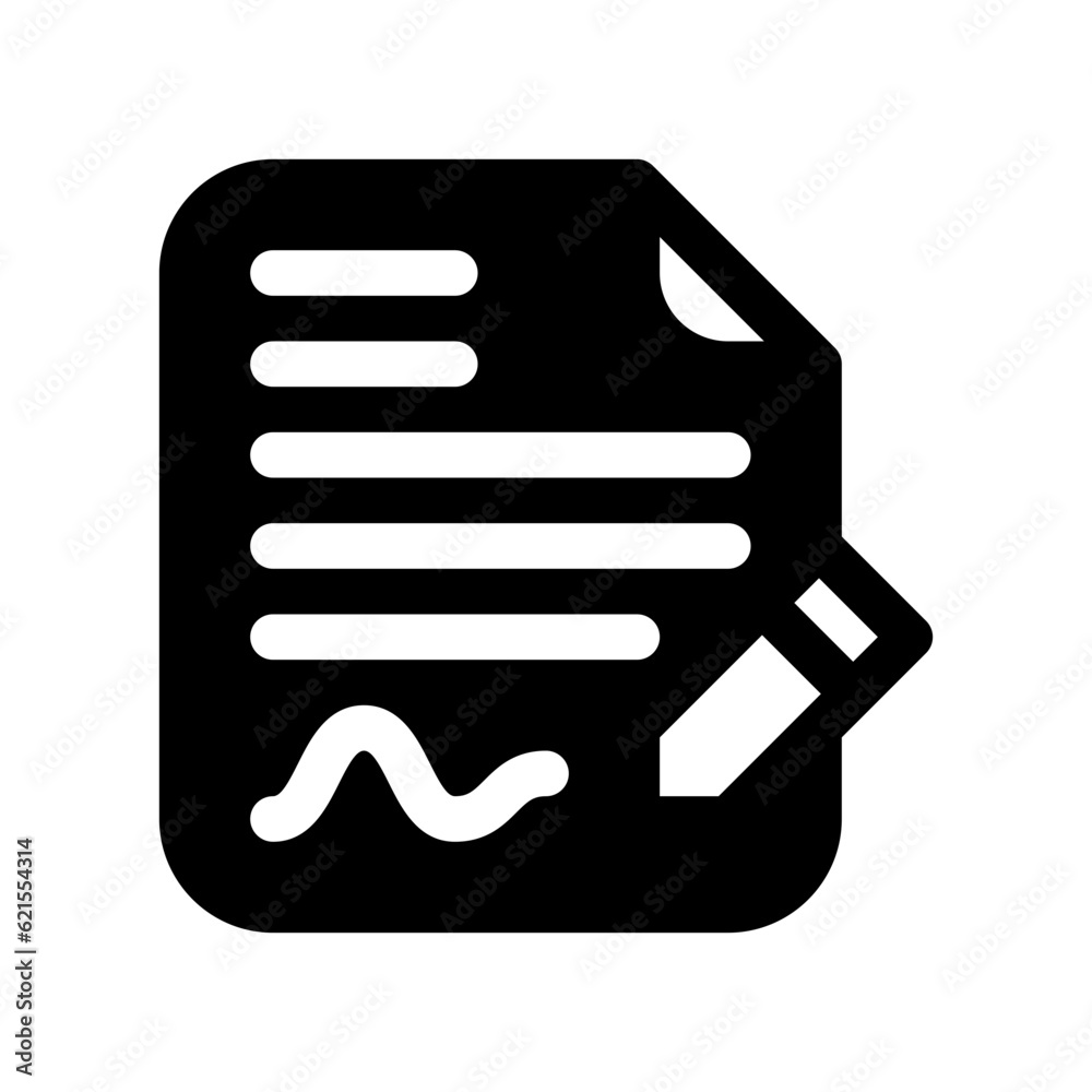 Editable contract, form, signature, file, document vector icon ...