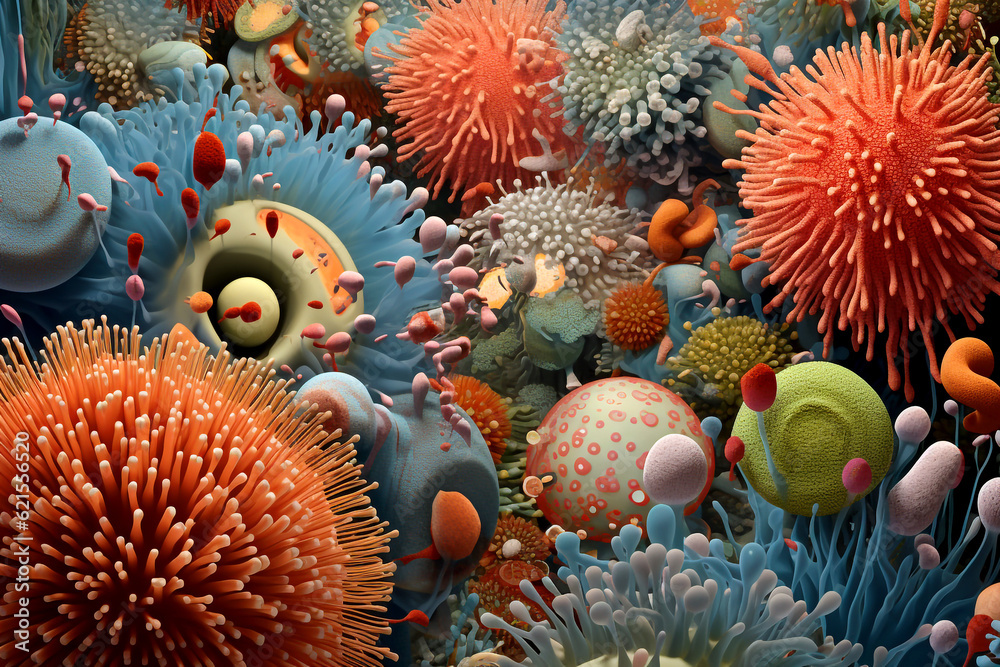 human gut microbiome. Intestinal microbiome, bacteria colonizing ...