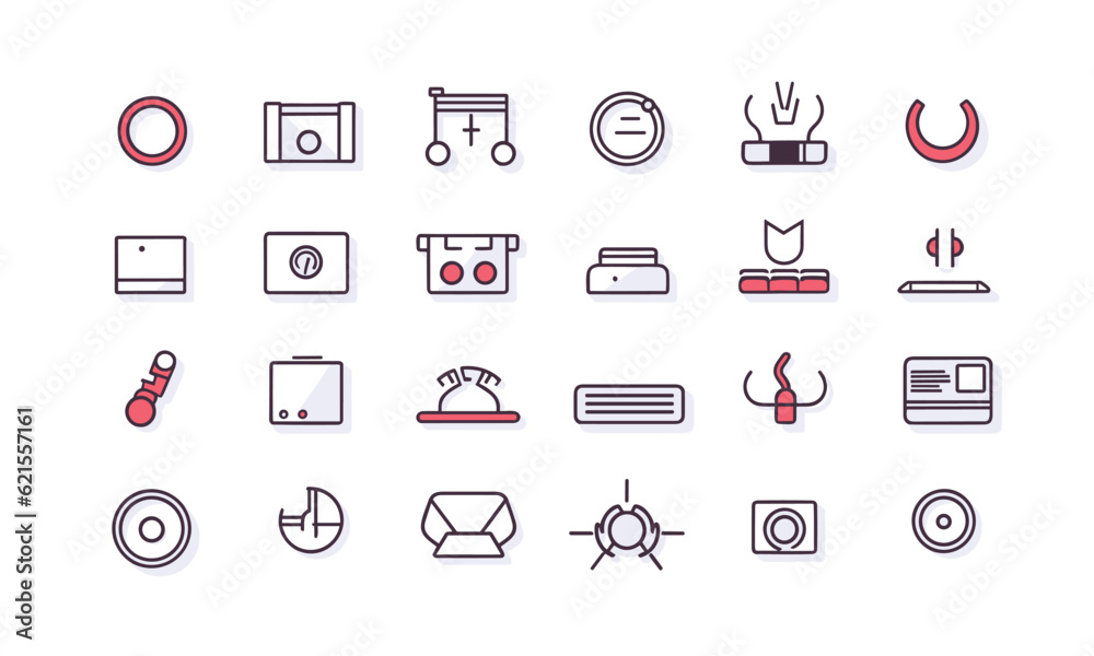 Content line symbols set. Set of video and audio line icons. Collection ...