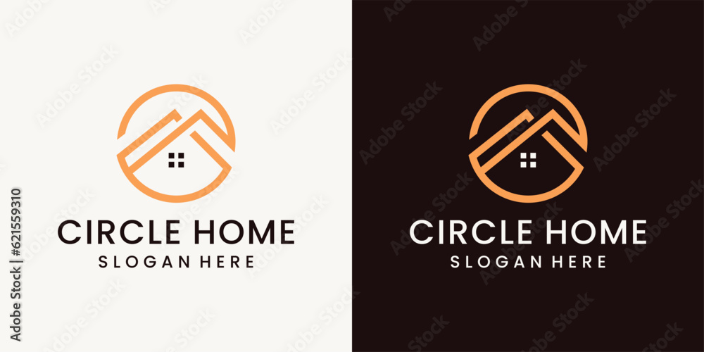 circle home logo designs ideas Stock Vector | Adobe Stock