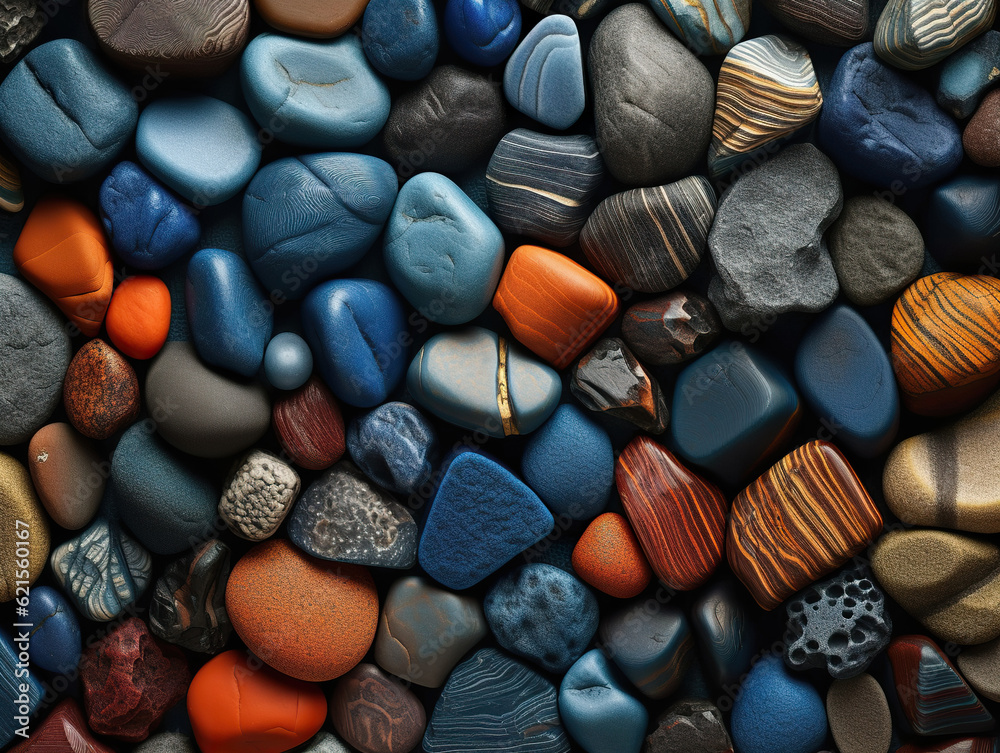 Collection of rocks in different colors in the style of structures ...