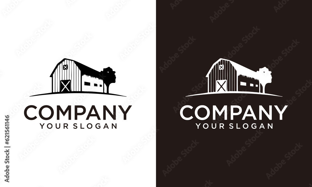 Vector farm house icon template. Linear organic farming symbol ...