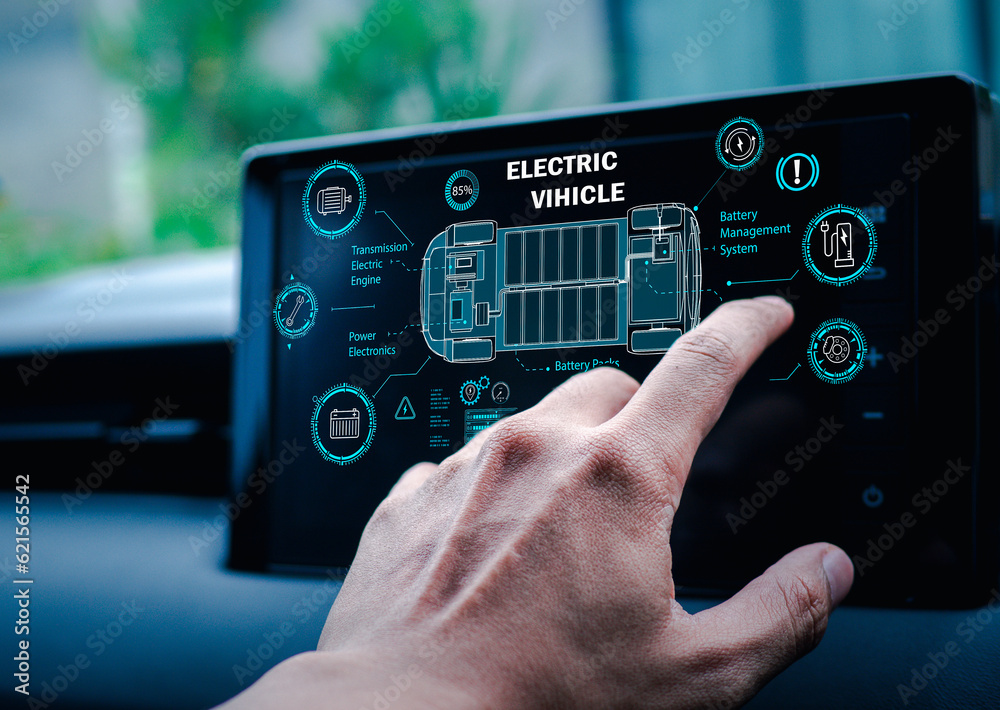 Electric Vehicle Interior High-Tech Dashboard and Modern Design ...