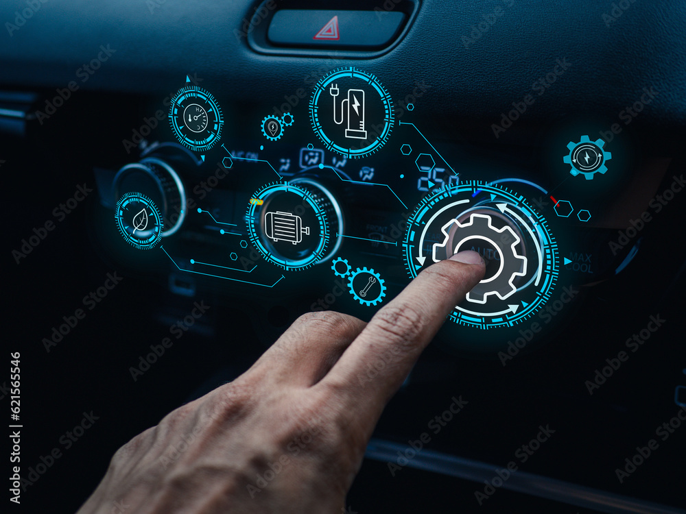 Electric Vehicle Interior High-Tech Dashboard and Modern Design ...