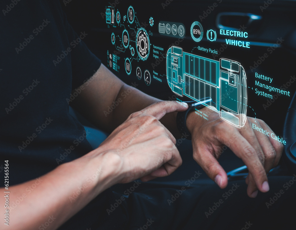 Foto de Electric Vehicle Interior High-Tech Dashboard and Modern Design ...