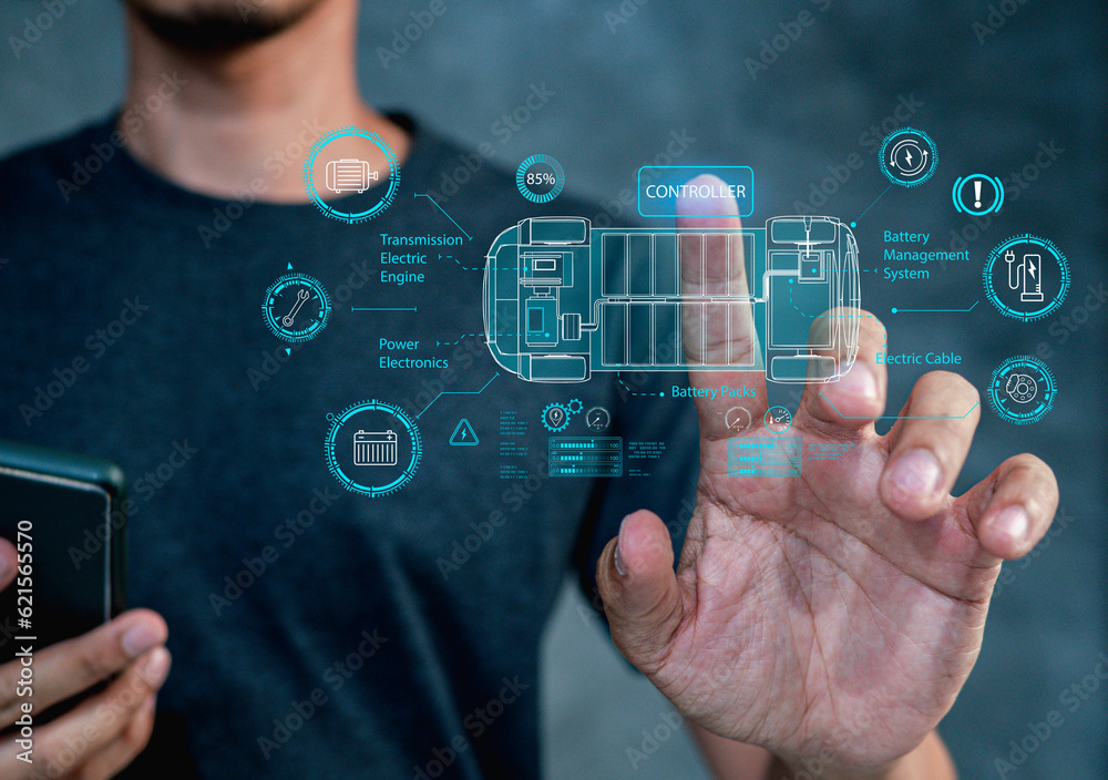 Electric Vehicle Interior High-Tech Dashboard and Modern Design ...