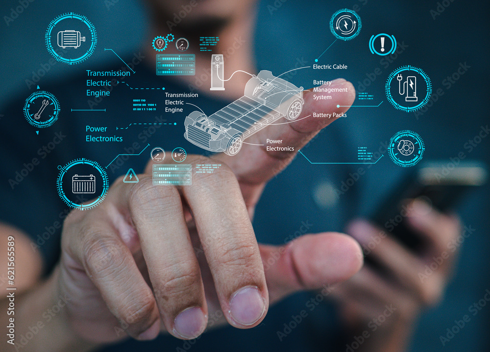 Electric Vehicle Interior High-Tech Dashboard and Modern Design ...