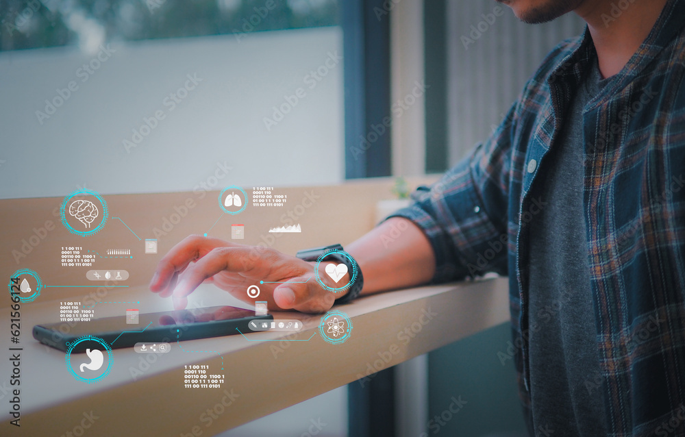 Digital Health Dashboard Monitoring Vital Signs.IoT Medical Devices ...