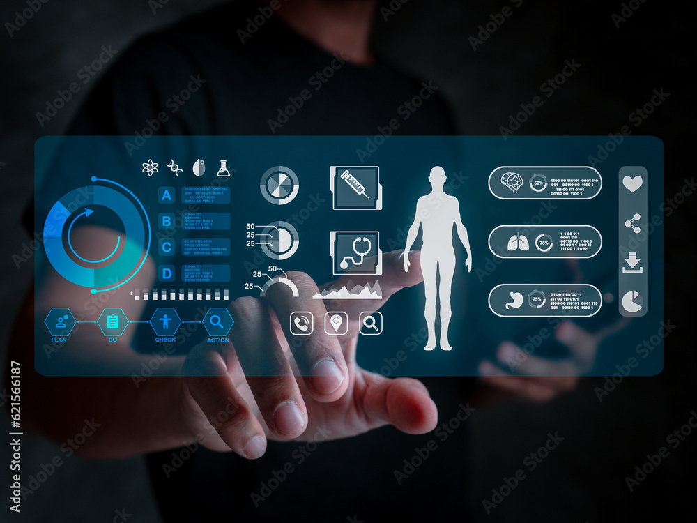 Digital Health Dashboard Monitoring Vital Signs.IoT Medical Devices ...