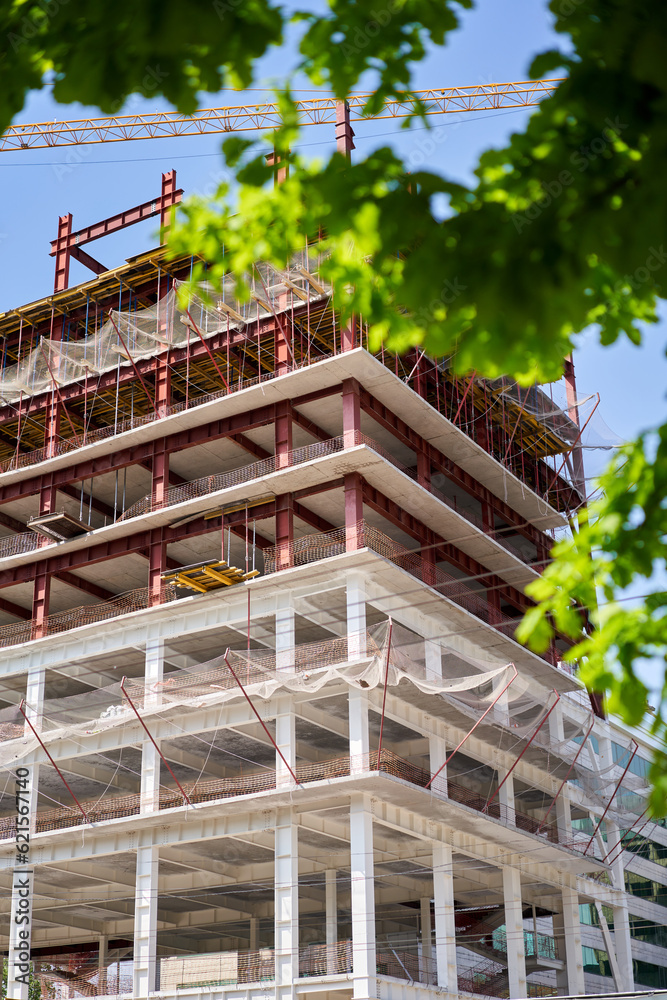 View of a large construction site with buildings under construction and ...