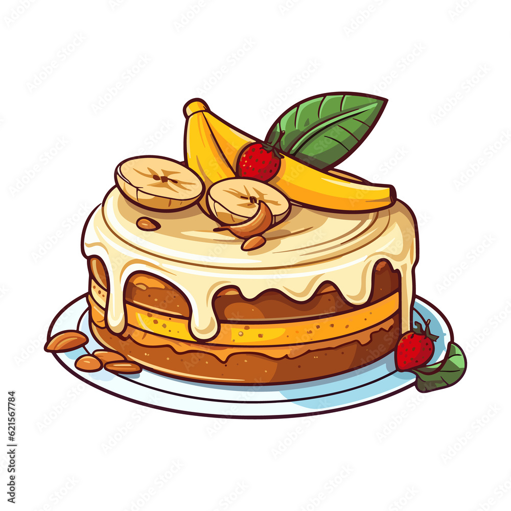 banana nut cake clip art illustration. Transparent backgrund ...