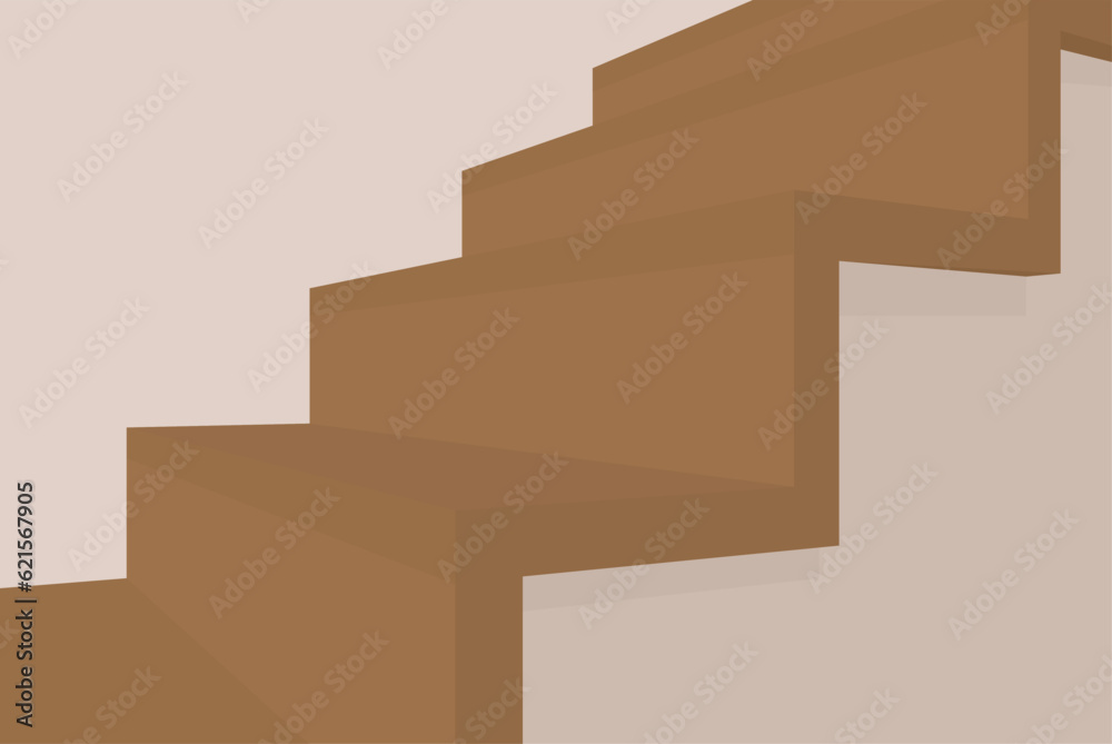 Vector flat image of stairs made of wood. Modern minimalism. Design for ...