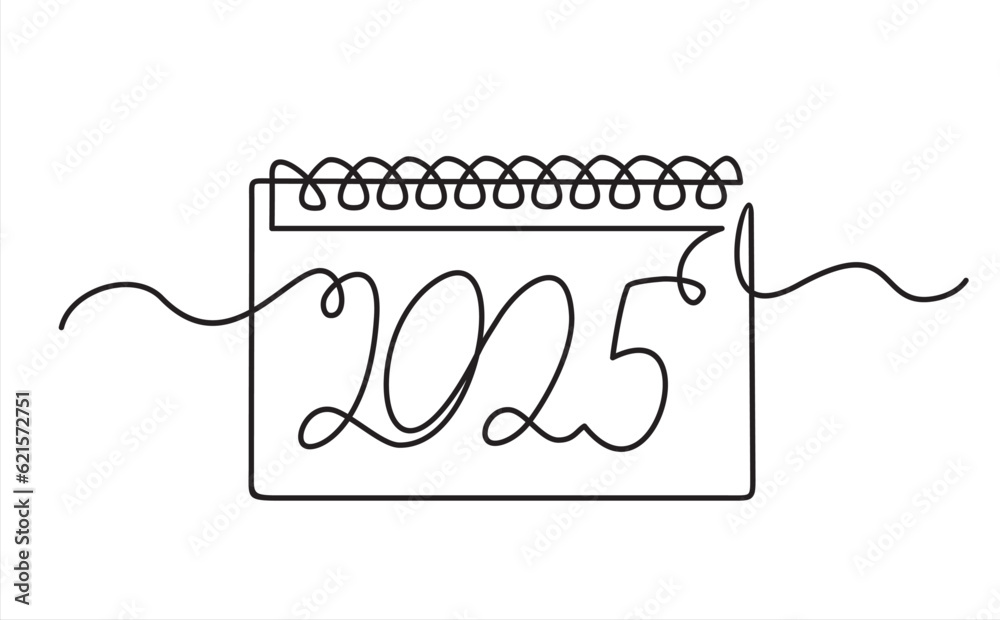 Loose-leaf calendar continuous line drawing. One line art of calendar ...