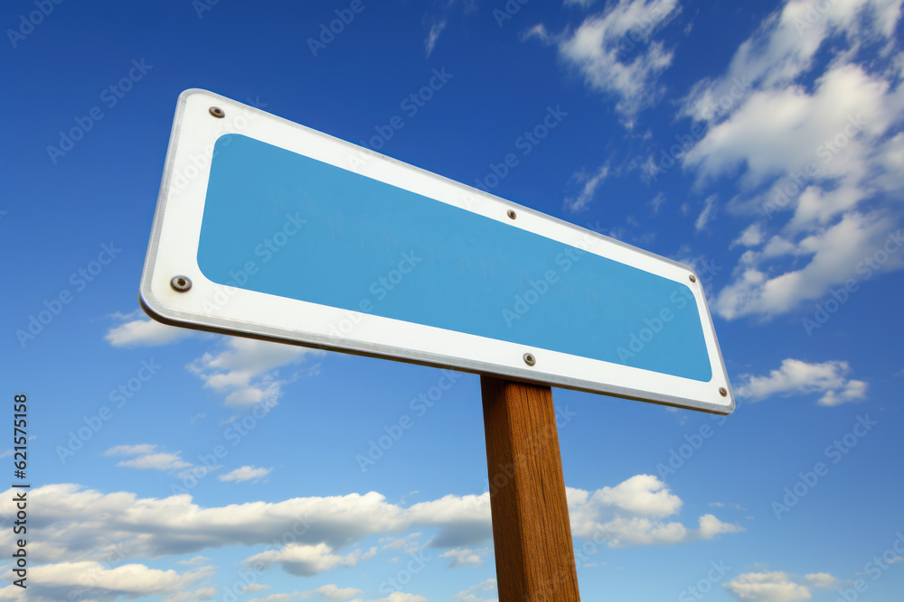 Empty road sign against the sky. Photorealistic illustration of ...
