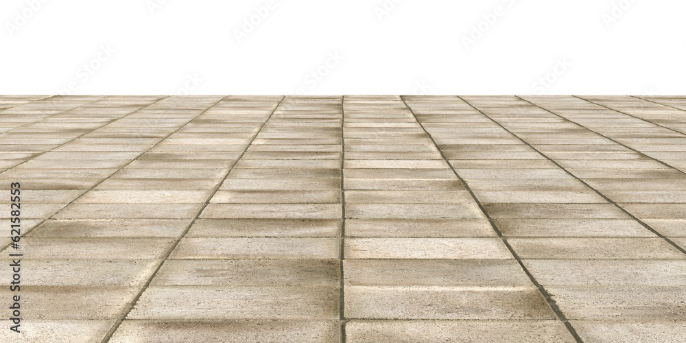 3d illustration of paved pavement background isolated on transparent ...