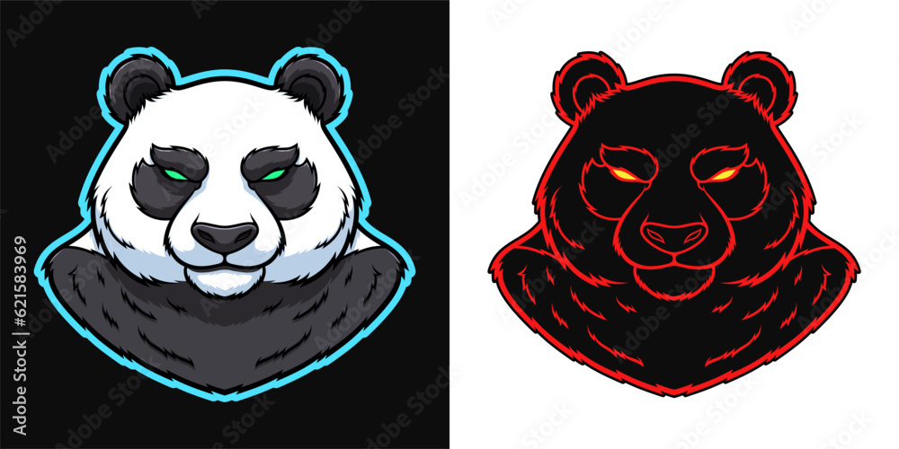 Panda logo, sport panda mascot, vector illustration. Cartoon panda head ...