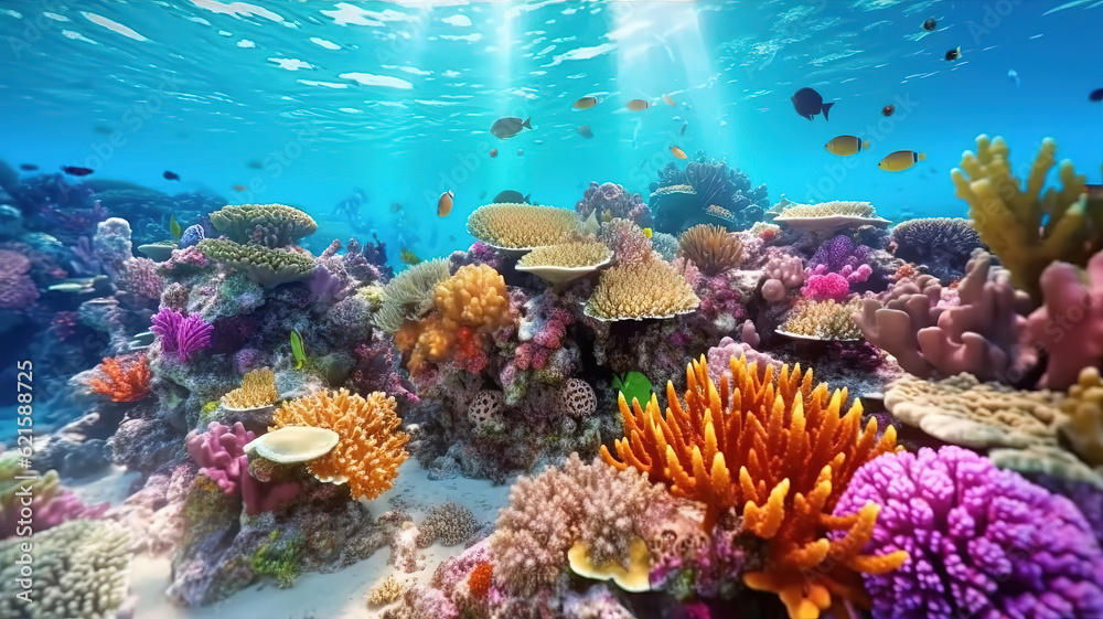 Underwater fish garden reef, Reef coral scene. Generative ai Stock ...