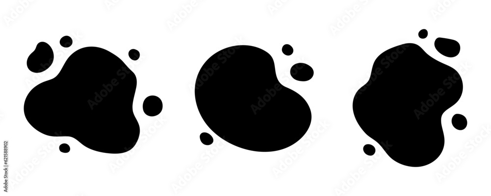 Vector blobs. Liquid splash shape element. Black abstract flat design ...