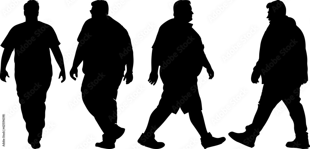 fat man walking silhouette Stock Illustration | Adobe Stock