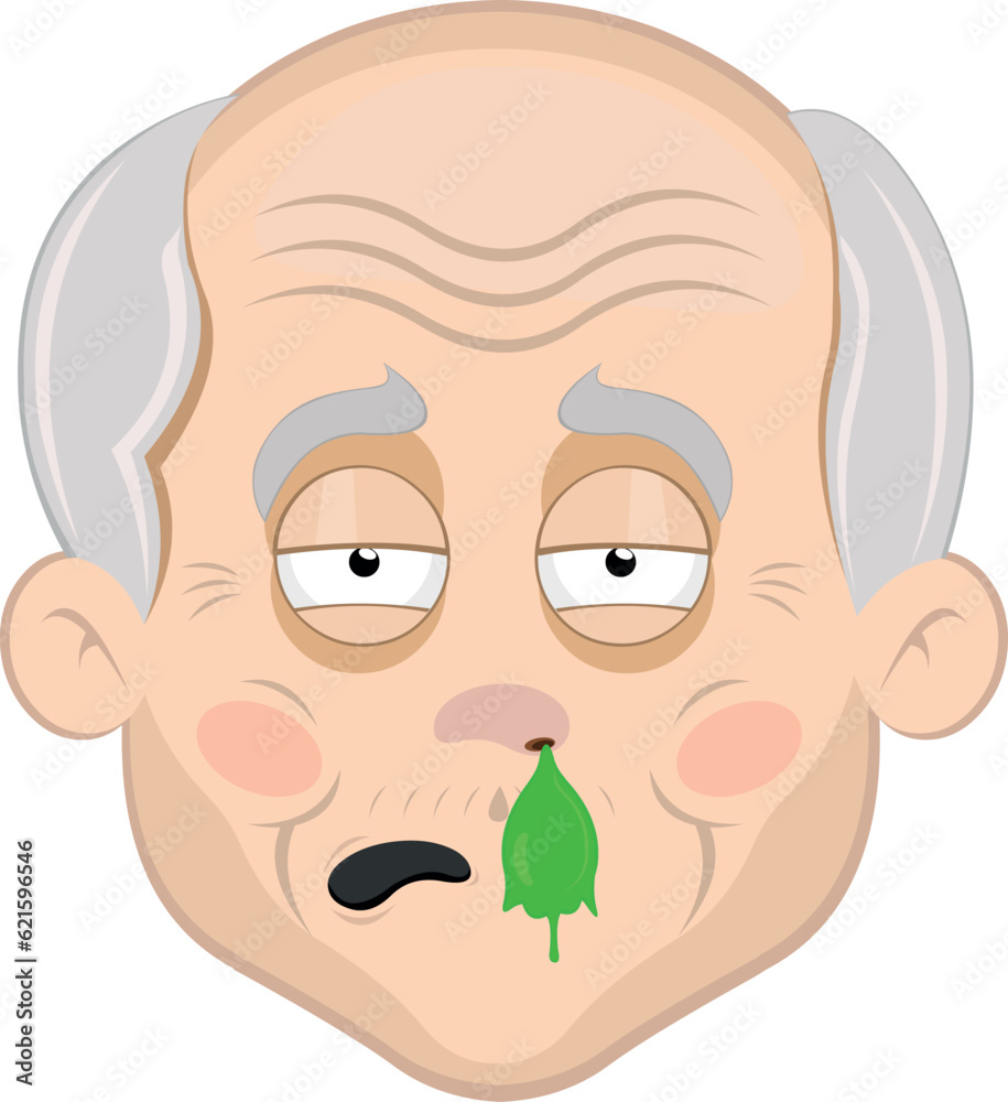 vector illustration face grandfather or old man cartoon cold, pale and ...