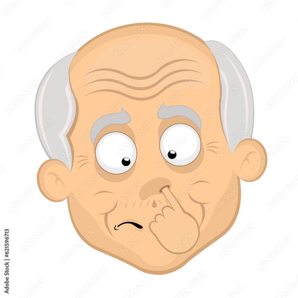 vector illustration face grandfather or old man cartoon, picking your ...