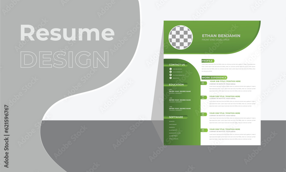 Vector minimalist cv resume design template. Resume design stylish dark ...